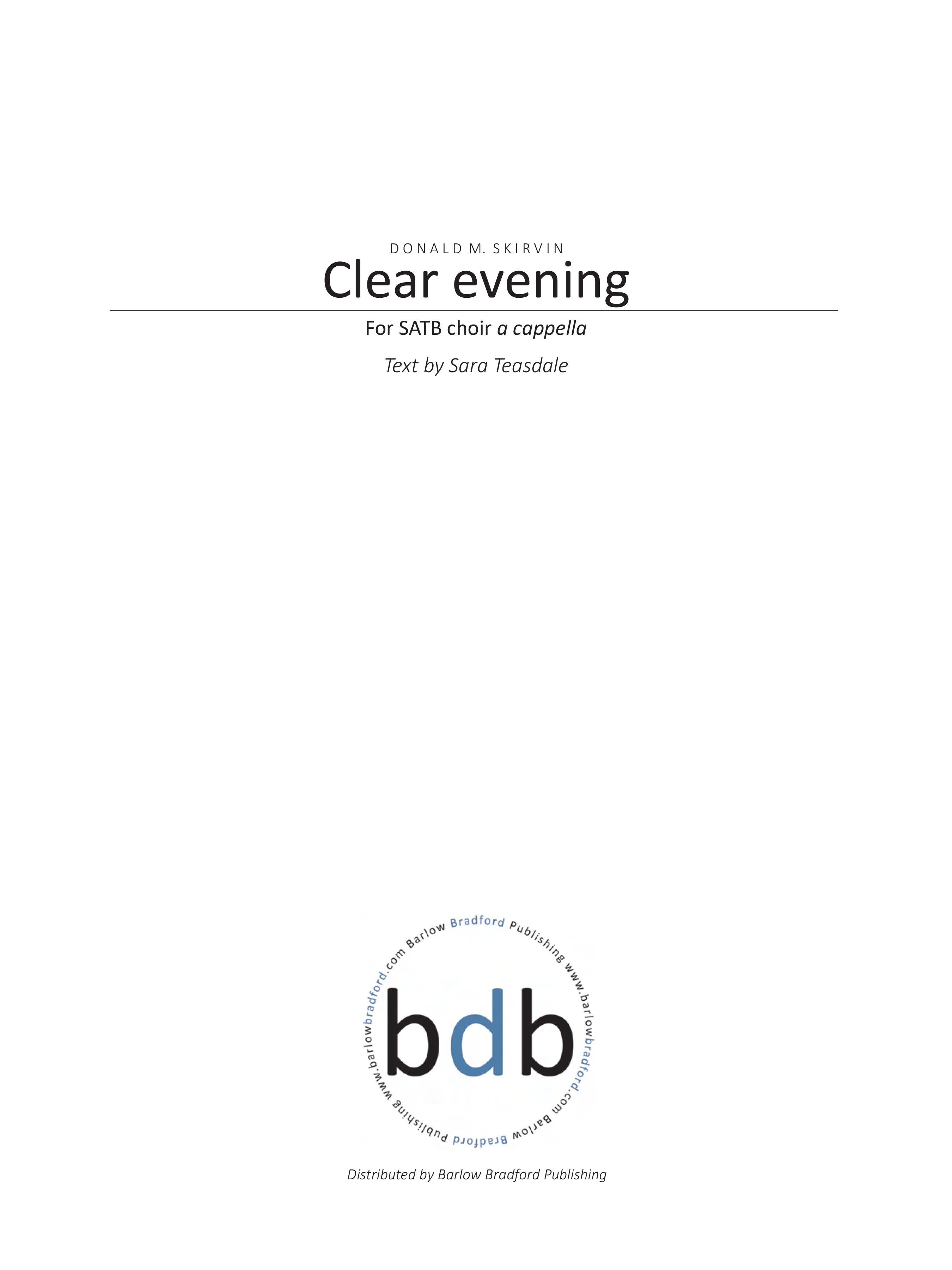 Clear Evening – Barlow Bradford Publishing